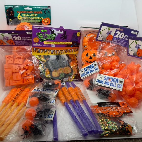 Party Supplies | Halloween Party Supplies Set Orange And Purple Vintage ...
